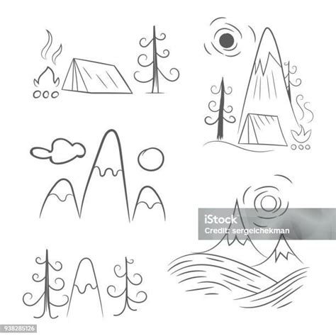 평면 선형 설계에서 캠핑 개념입니다 벡터 일러스트 레이 션 0명에 대한 스톡 벡터 아트 및 기타 이미지 0명 관광 디자인 Istock