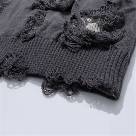 Чоловічий светр з рваними вставками чорний сірий Op Shop замовити в Києві Україна