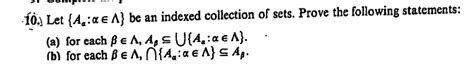 Solved Let Aalpha Alpha Lambda Be An Indexed Collection
