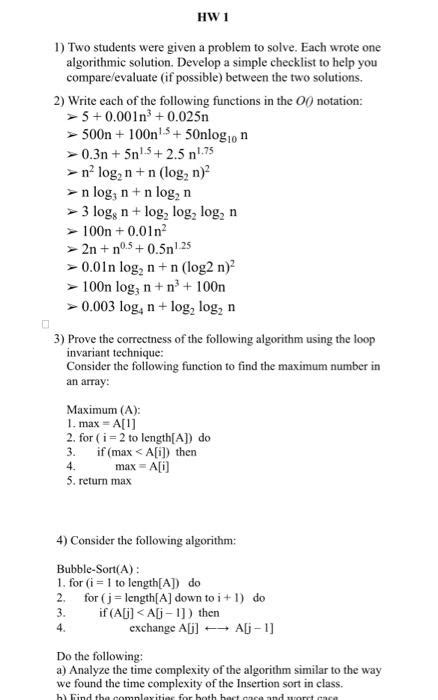 Solved 1 Two Babes Were Given A Problem To Solve Each Chegg Com