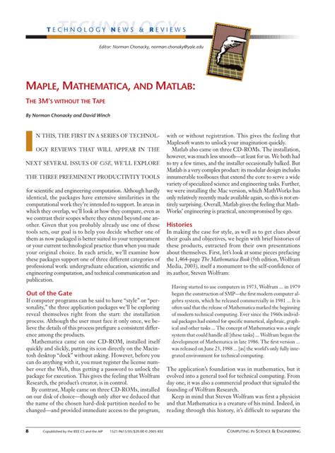 Pdf Maple Mathematica And Matlab The 3ms Without The Tape