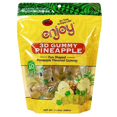 Enjoy Gummies Pineapple Fun Pak 113 Oz Resealable Bag Soft Pineapple