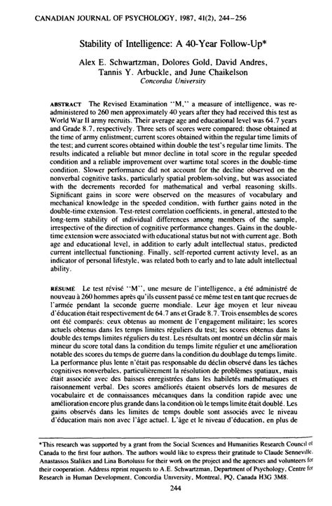 Pdf Stability Of Intelligence A 40 Year Follow Up