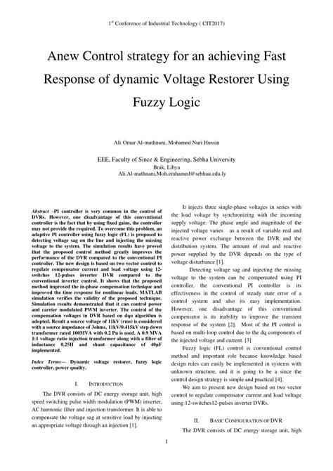 Pdf Anew Control Strategy For An Achieving Fast Response Of Dynamic