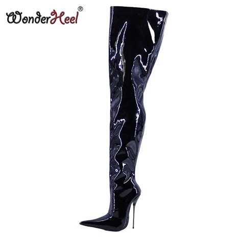 Wonderheel 새로운 14cm16cm 스틸 레토 힐 슈퍼 하이힐 매우 지적 발가락 울트라 얇은 금속 발 뒤꿈치 섹시한