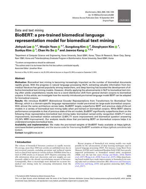 Pdf Biobert A Pre Trained Biomedical Language Representation Model For Biomedical Text Mining