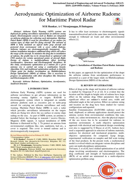 Aerodynamic Optimization Of Airborne Radome For Maritime Patrol Radar Pdf