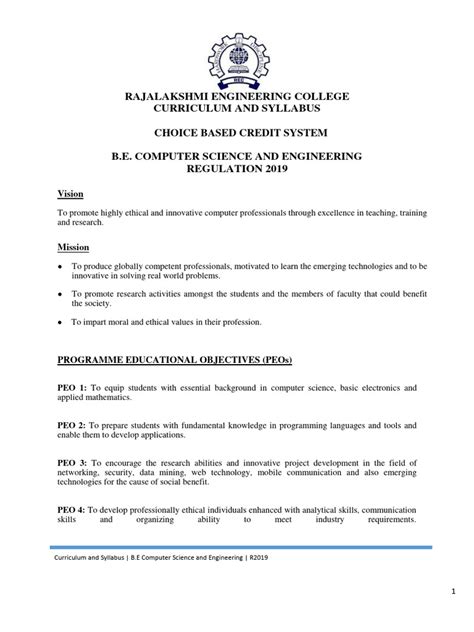 R2019 Cse Curriculum And Syllabus Pdf Linear Map C Programming Language