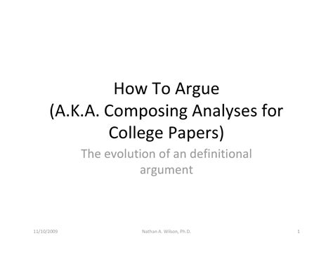 Notes On The Evolution Of An Definitional Argument Com 29102 Docsity