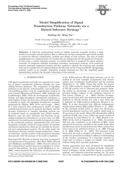 Pdf Model Simplification Of Signal Transduction Pathway Networks Via A Hybrid Inference Strategy