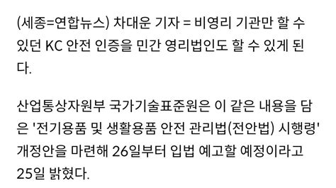 Kc 안전인증 민간 영리기관도 한다 인스티즈 Instiz 이슈 카테고리