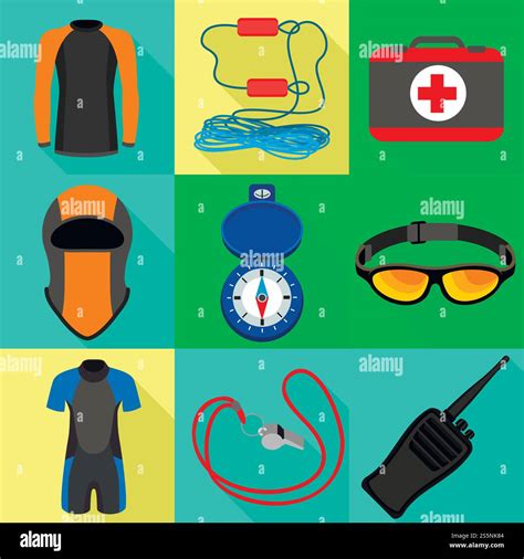 Canoeing Tools Icon Set Flat Set Of 9 Canoeing Tools Vector Icons For Web Design Isolated On