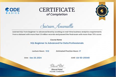 Sairam Anumalla On Linkedin Sql Dataanalytics Certification Codebasics Learningjourney