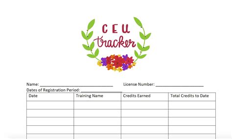 Ceu Tracking Sheet Pdf Download Etsy