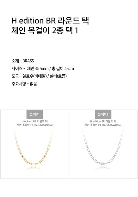 H edition BR Y 라운드 택 체인 목걸이 Color HL N 감도 깊은 취향 셀렉트샵 CM