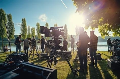 Behind The Scenes Of Movie Shooting Or Video Production And Film Crew