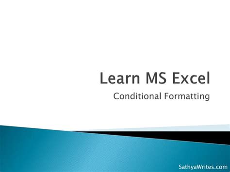 Learn Ms Excel Conditional Formatting Ppt