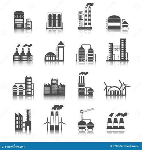 Industrial Building Icons Stock Vector Illustration Of Collection 47195777