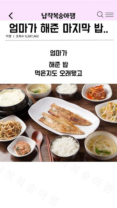 엄마가 해준 마지막 밥 Youtube