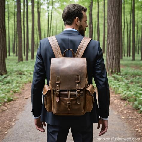 Man With Backpacks Pointing Gun At Suit Stable Diffusion Online