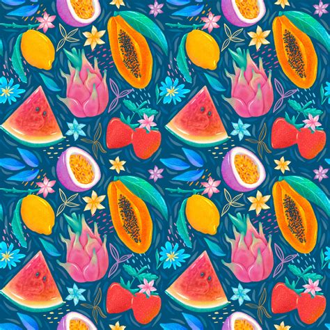Seamless Pattern Tropical Fruit By Bileplatno On Deviantart