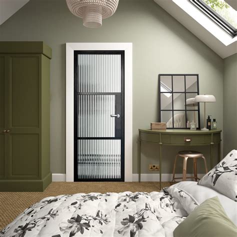 3 Panel Interior Single Door Reeded Glass Reeded Glass Reeded Gl
