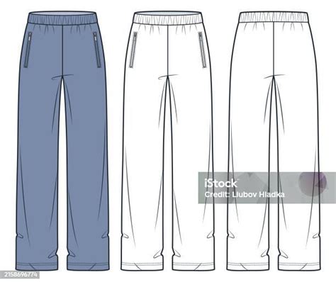 조깅 바지 패션 플랫 테크니컬 드로잉 템플릿입니다 스웨트 팬츠 테크니컬 패션 일러스트 오버사이즈 탄성 허리띠 넓은 다리 앞뒤