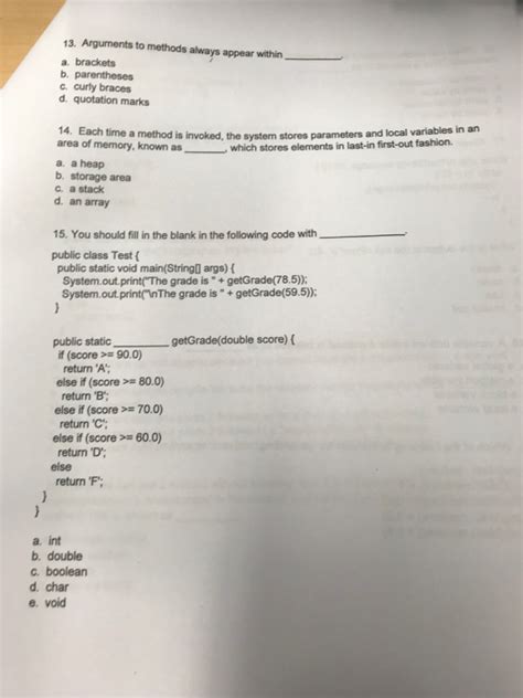 solved 13 arguments to methods always appear within a