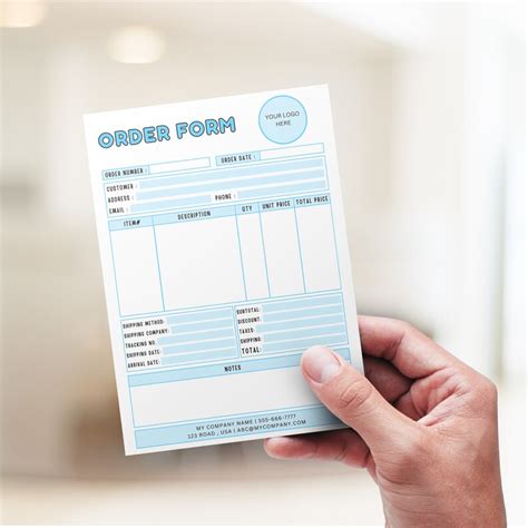 Order Form Editable Payment Template Business Receipt Sales Order