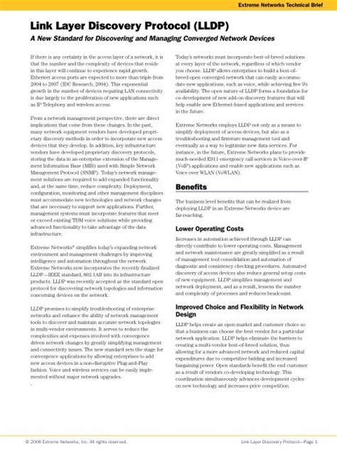 Link Layer Discovery Protocol LLDP Extreme Networks