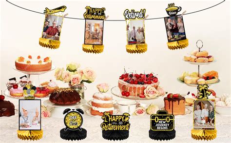 Kuxriox 9pcs Happy Retirement Party Decorations Honeycomb