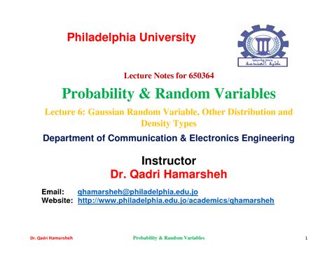 SOLUTION Lecture Gaussian Random Variable Other Distribution And Density Types Studypool