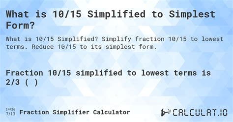 What Is 10 15 Simplified To Simplest Form Calculatio