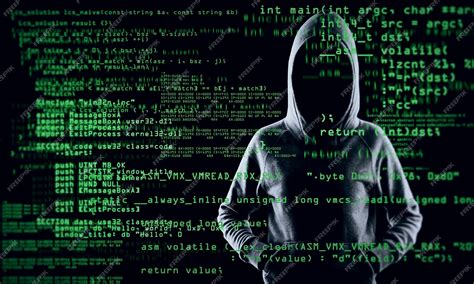 Premium Photo Coding And Theft Concept Hacker With Abstract Coding Text On Blurry Background