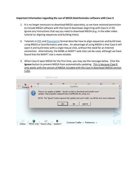 Important Information On Using Mega Bioinformatics Software With Case It Important Information