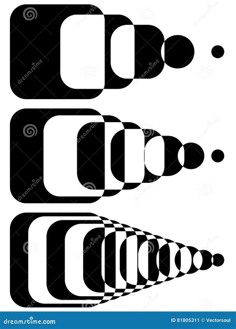 Blended Intersecting Shapes Set Of 3 Intensity Abstract Monochromatic Geometric Elements Stock