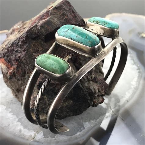 Vintage Silver Turquoise Cuff Bracelet For Men Or Women Etsy