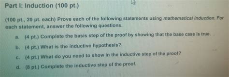 Solved Part I Induction 100 Pt 100 Pt 20 Pt Each