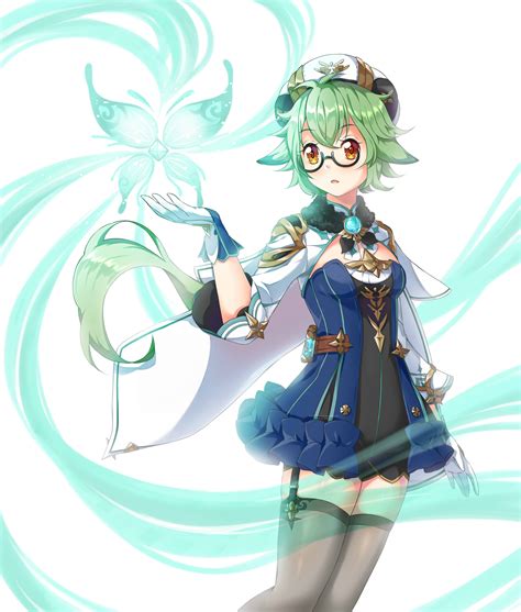 Sucrose And Crystalfly Genshin Impact Drawn By Candyrimo Danbooru
