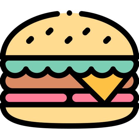 Hamburger Detailed Rounded Lineal Color Icon