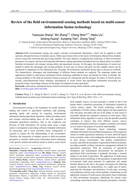 Pdf Review Of The Field Environmental Sensing Methods Based On Multi Sensor Information Fusion