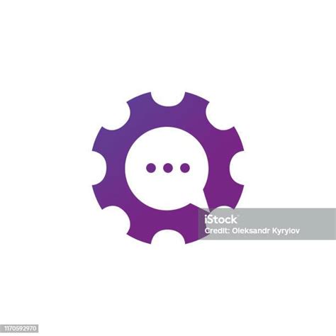 기어 채팅 지원 로고 아이콘을 참조하십시오 흰색 배경에 격리된 스톡 벡터 그림입니다 고급에 대한 스톡 벡터 아트 및 기타 이미지 고급 공장 산업 건물 공학 Istock