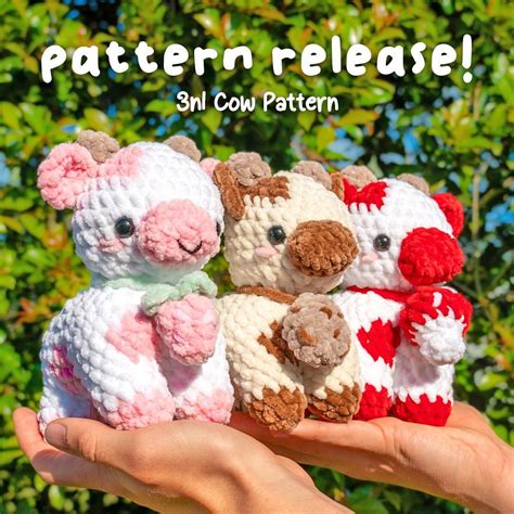One Cent Crochet On Instagram Pattern Release 3n1 Cow Pattern 🍓🍪🍄