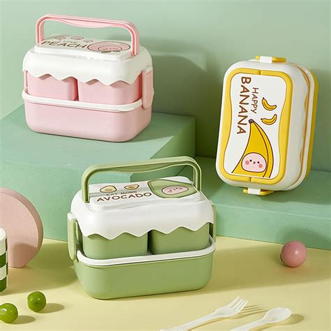 Lonchera Bento Bonita Caja Bento De Dibujos Animados Apta Para Microondas Lonchera Segura Para