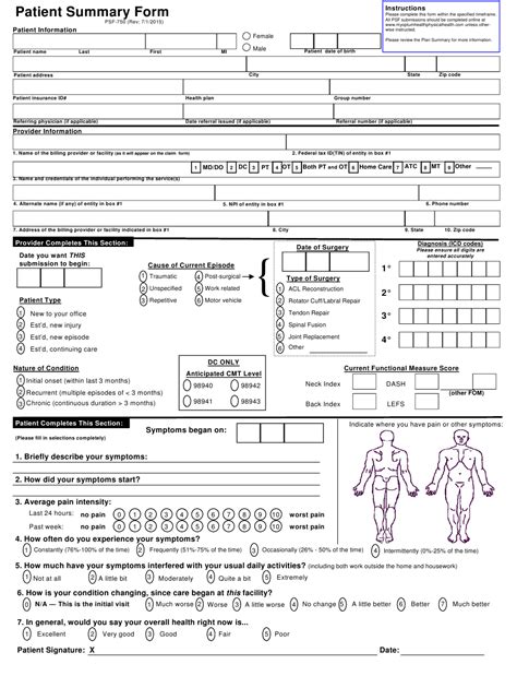 Patient Summary Form Optum Physical Health Download Printable Pdf