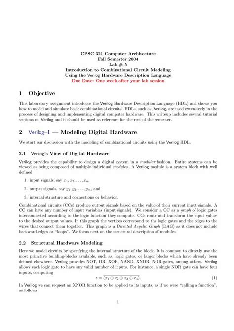 Pdf Verilog I Klappiarchlab5pdf · Cpsc 321