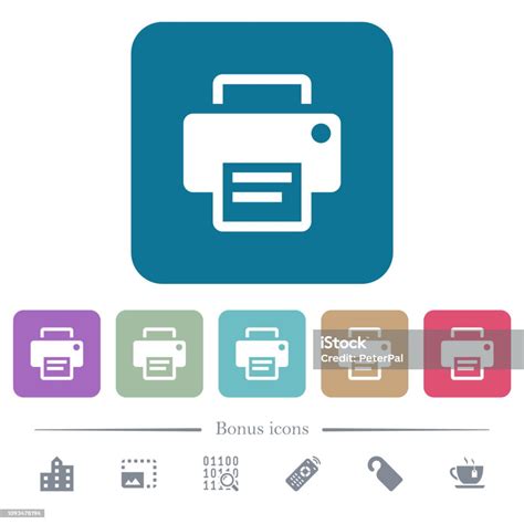 프린터 플랫 아이콘 색상에 둥근 사각형 배경 Cmyk에 대한 스톡 벡터 아트 및 기타 이미지 Cmyk 디버깅 레이저 Istock