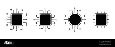 Processor Line Icon Microchip Cpu Technology Board Central Processing Unit Design Element