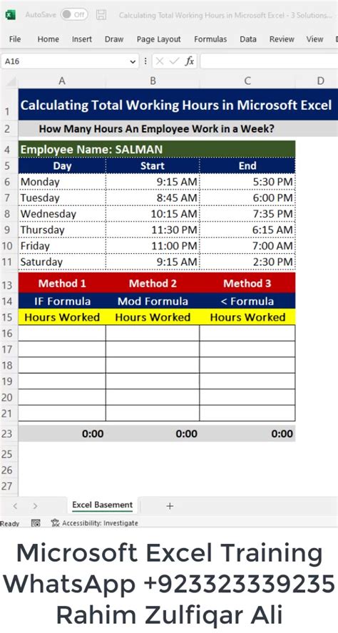 calculating total working hours in microsoft excel how many hours an