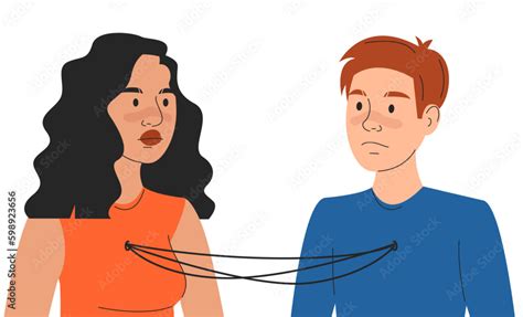 Codependency Vector Isolated Two Characters Connected To Each Other